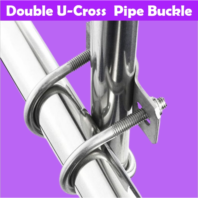Mago Double U-Cross Pipe Buckle Open End Steel Pipe Clamp Clips ...