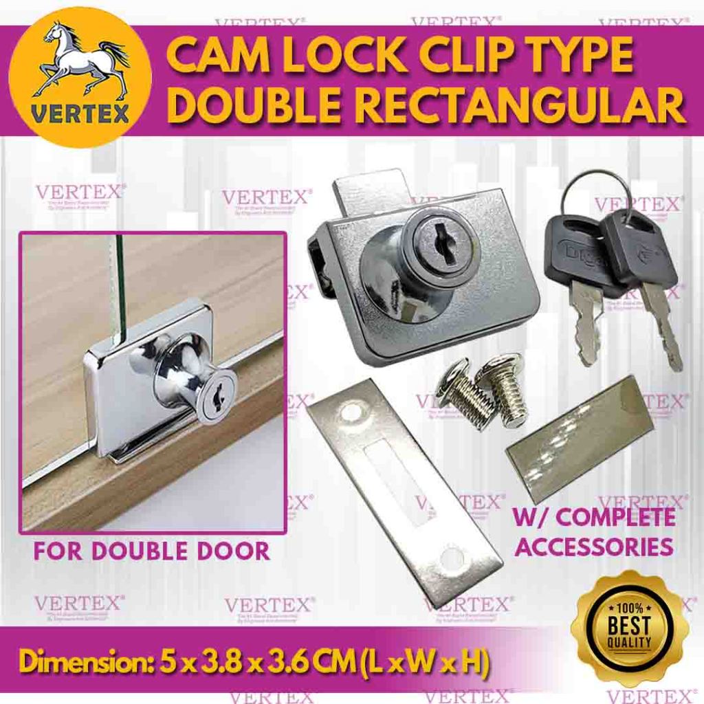 Cam Lock Clip Type (Rectangle) DOUBLE Cabinet Glass Door (DIGAO ...