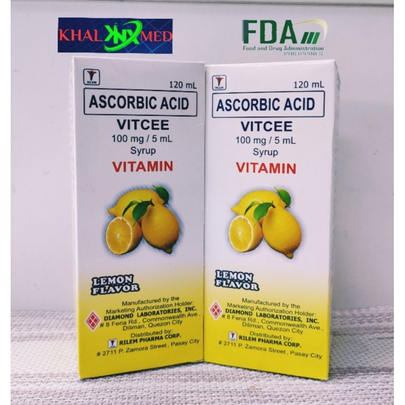 VITCEE Ascorbic Acid 100mg/5mL Syrup 120mL (Lemon Flavor) | Shopee ...