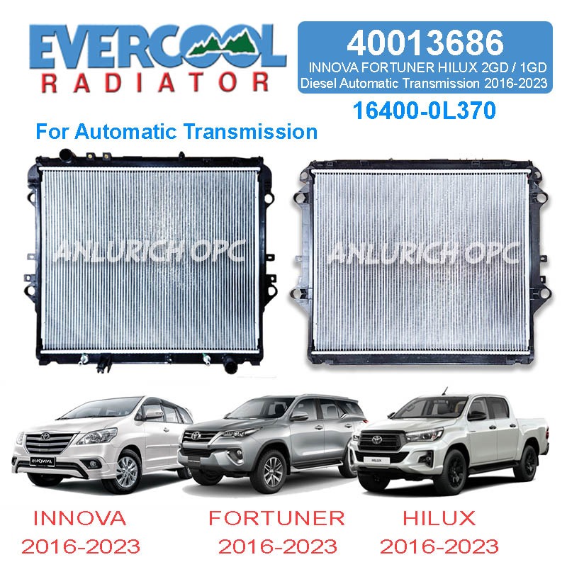 RADIATOR FOR TOYOTA INNOVA FORTUNER HILUX 2016-2024 AUTOMATIC TRANS ...
