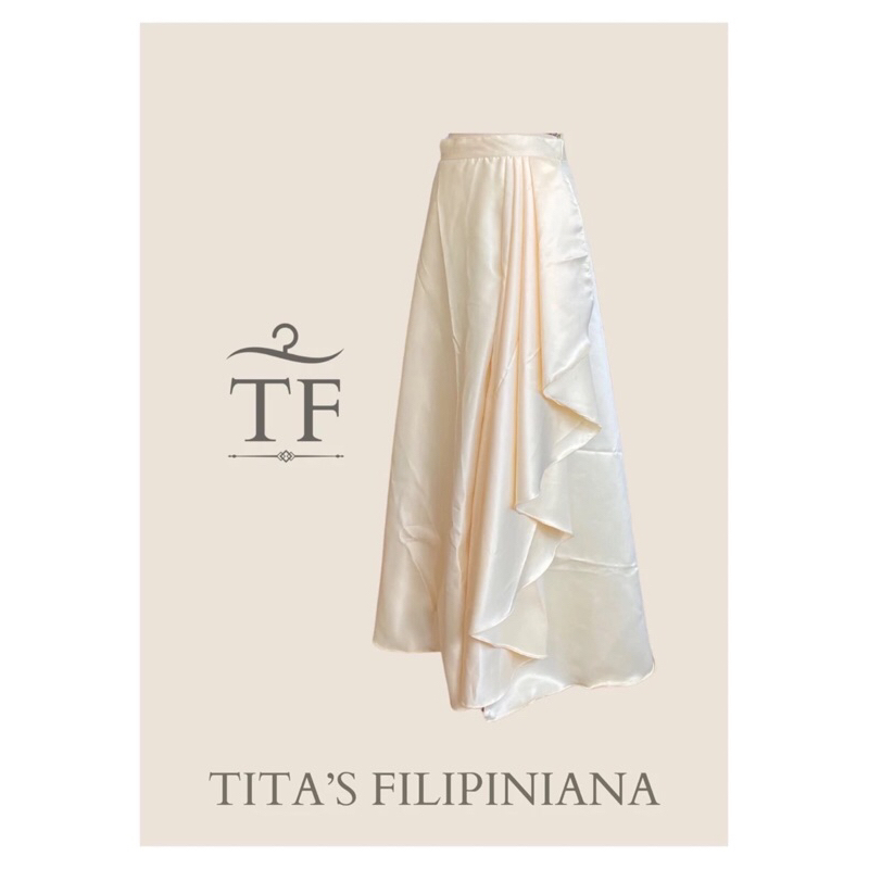 Katie Two Tone Ethnic with Overlap Skirt Beige (Modern Filipiniana ...