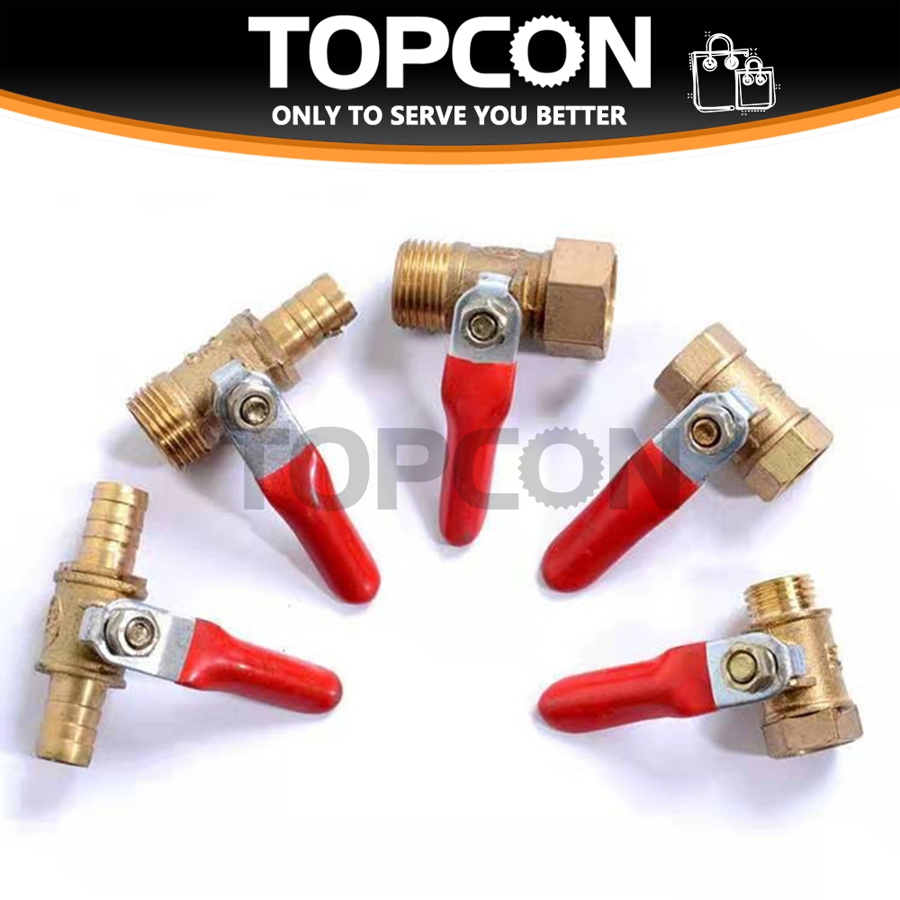 Red Handle Mini Brass Ball Valves 1/4" / Air Ball Valve 1/4" / Air Cock ...