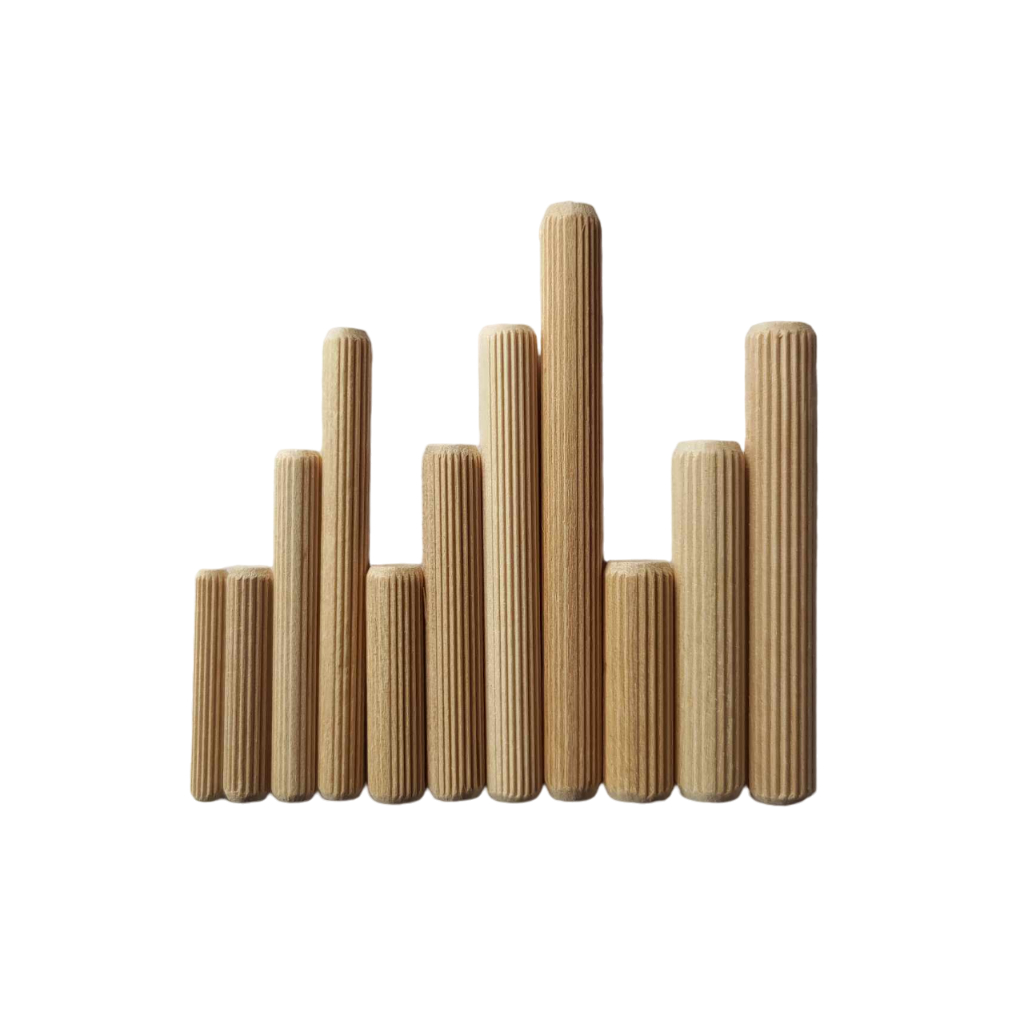 (100pcs), Wooden Dowel Pins, Diagonal and Straight Fluted, Birch Wood ...