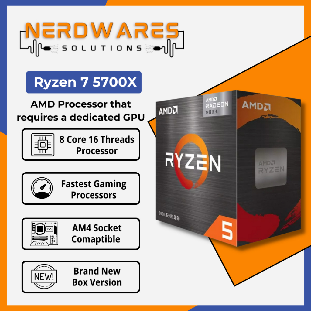 AMD Ryzen 7 5700X 8 Cores 16 Threads AM4 CPU Socket Processor | Shopee ...