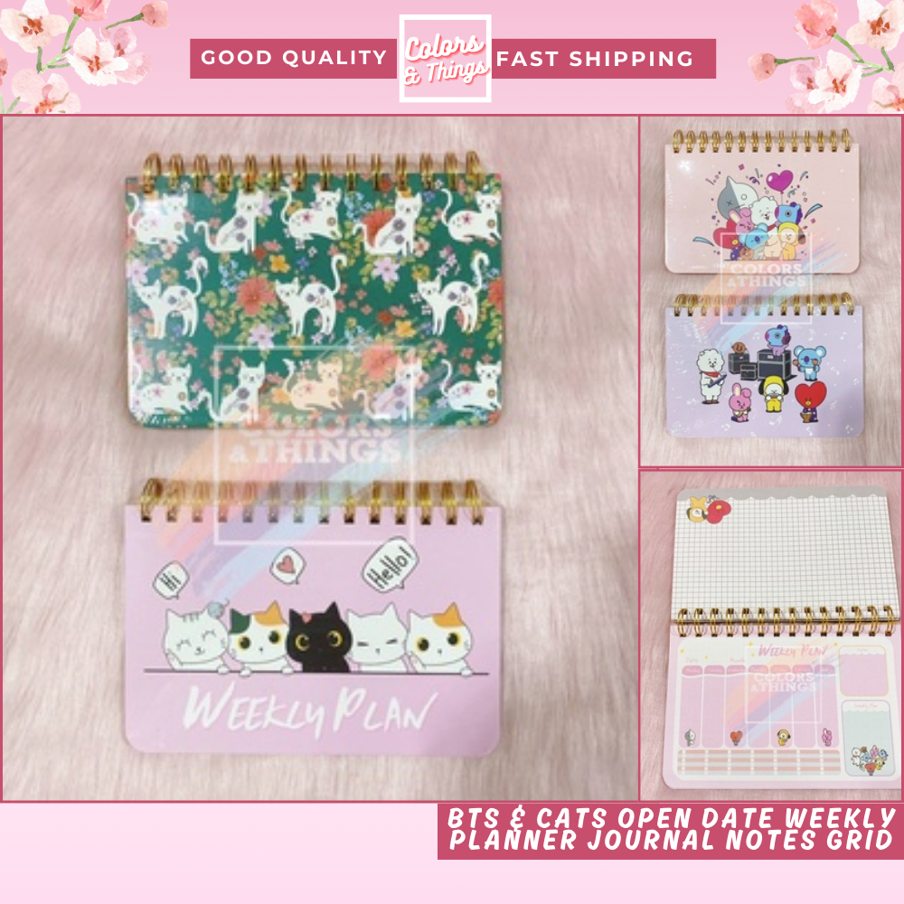 Colorsandthings BTS & Cats Open Date Weekly Planner Journal Notes Grid ...