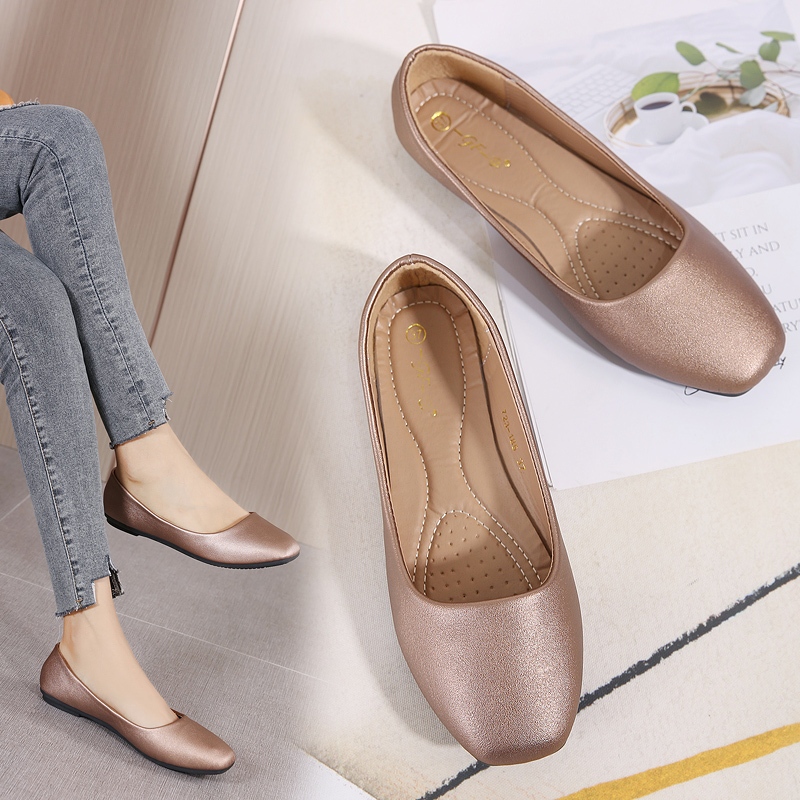 Doll Shoes for women Plain Leather New Glossy Design Flat Shoes office ...