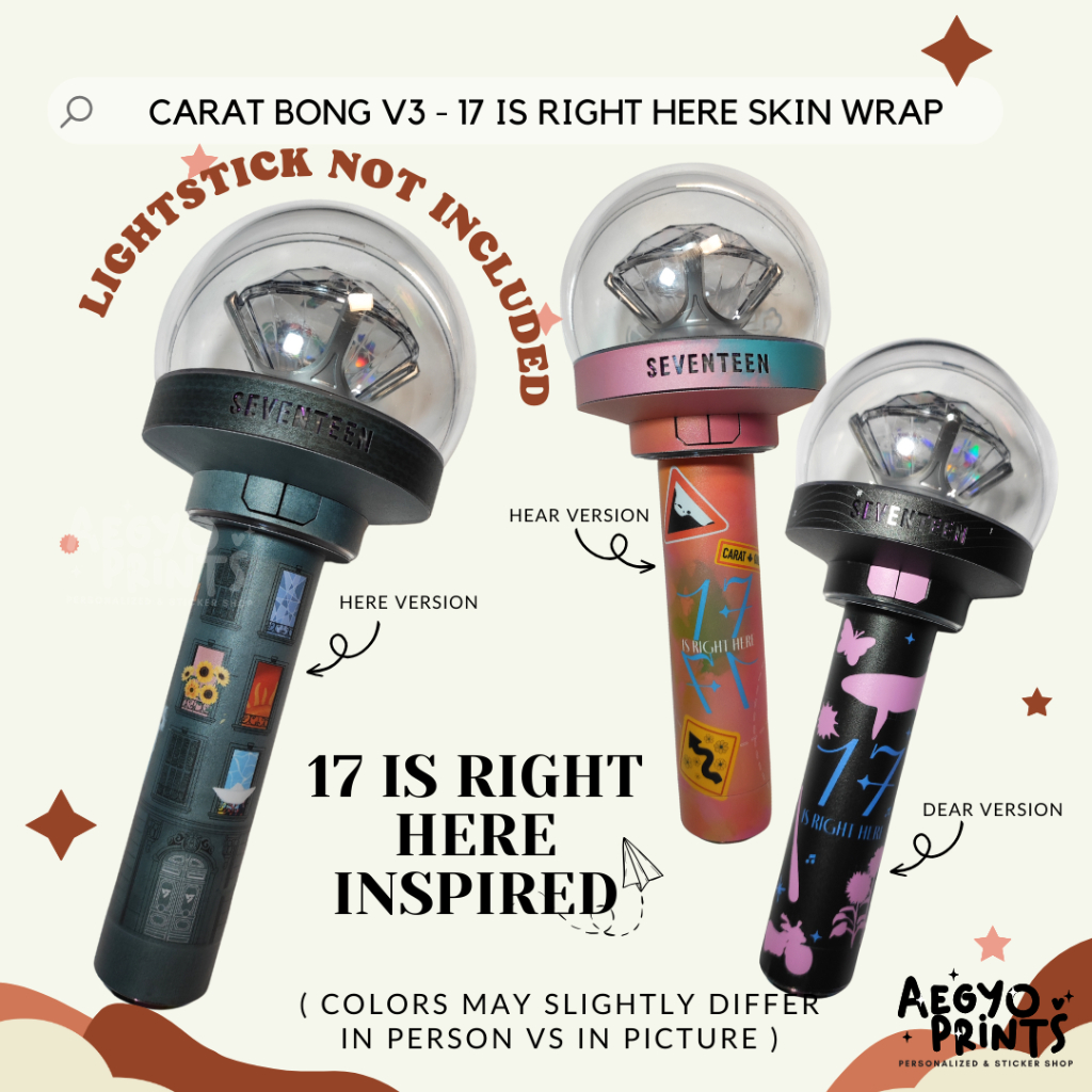 CARAT BONG V3 - 17 IS RIGHT HERE SKIN WRAP FOR SEVENTEEN LIGHTSTICK ...