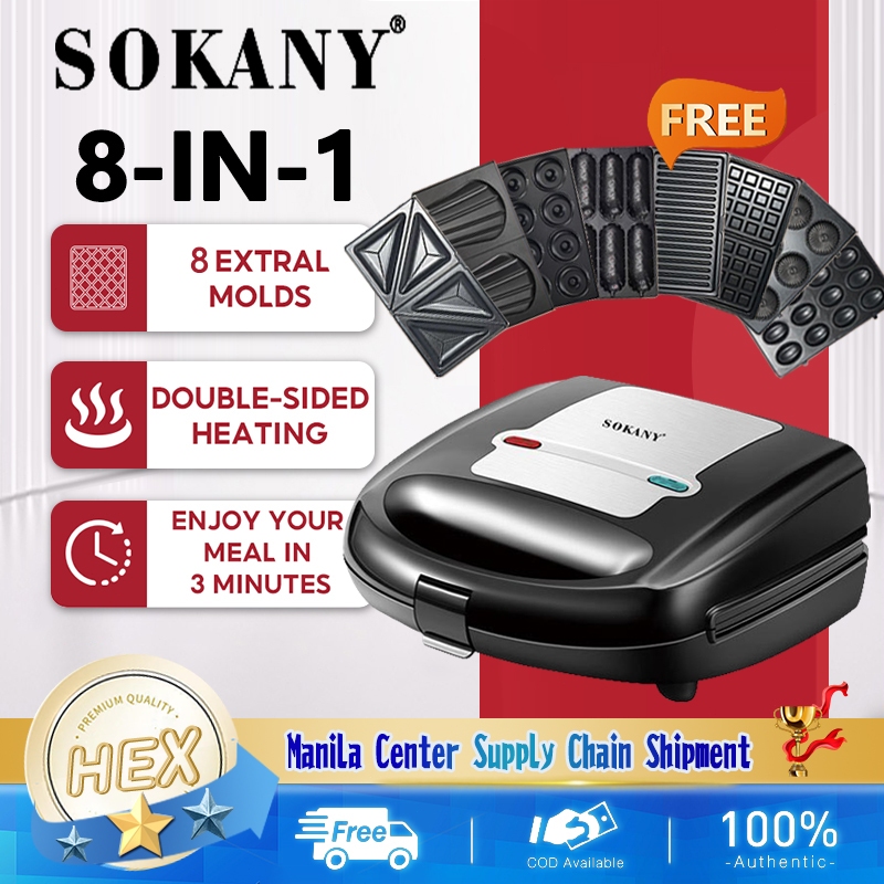 SOKANY 8 in 1 Electric Waffle Maker 3 in 1 Donut Maker 10 in 1 mini ...