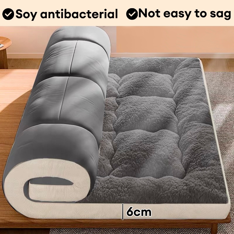 Lamb Velvet Mattress Topper Thicken Foldable Single/Double/Queen/King ...
