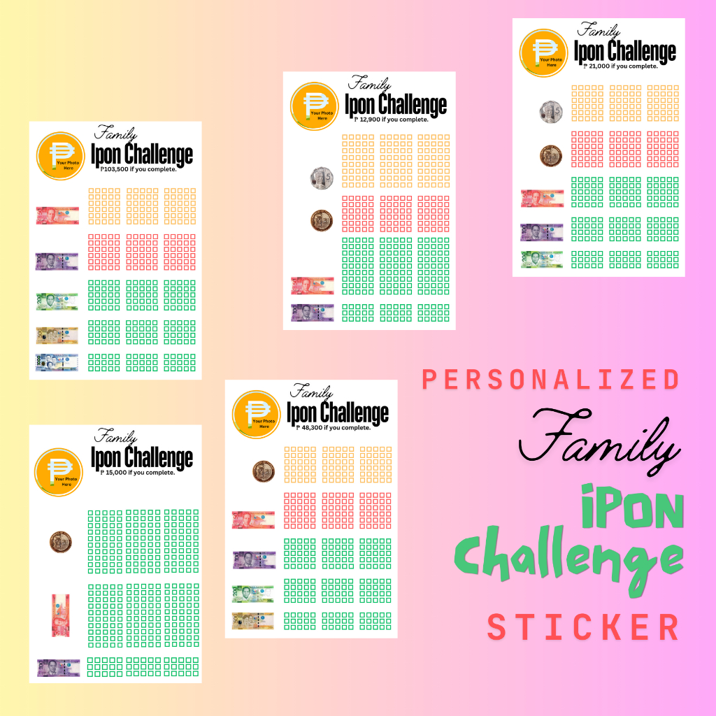 Yssa PERSONALIZED FAMILY IPON CHALLENGE STICKER/MONEY SAVINGS CHALLENGE ...