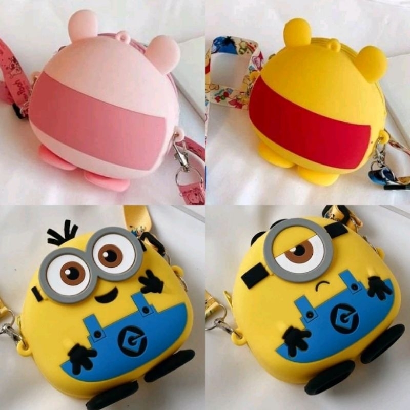 Winnie The Pooh Silicone Sling Bag Pouch for Kids Character Minions ...
