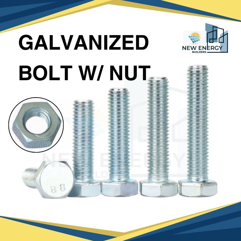 N.E.B || (10 SETS) Galvanized (GI) Bolt Capscrew with Nut Washer and ...