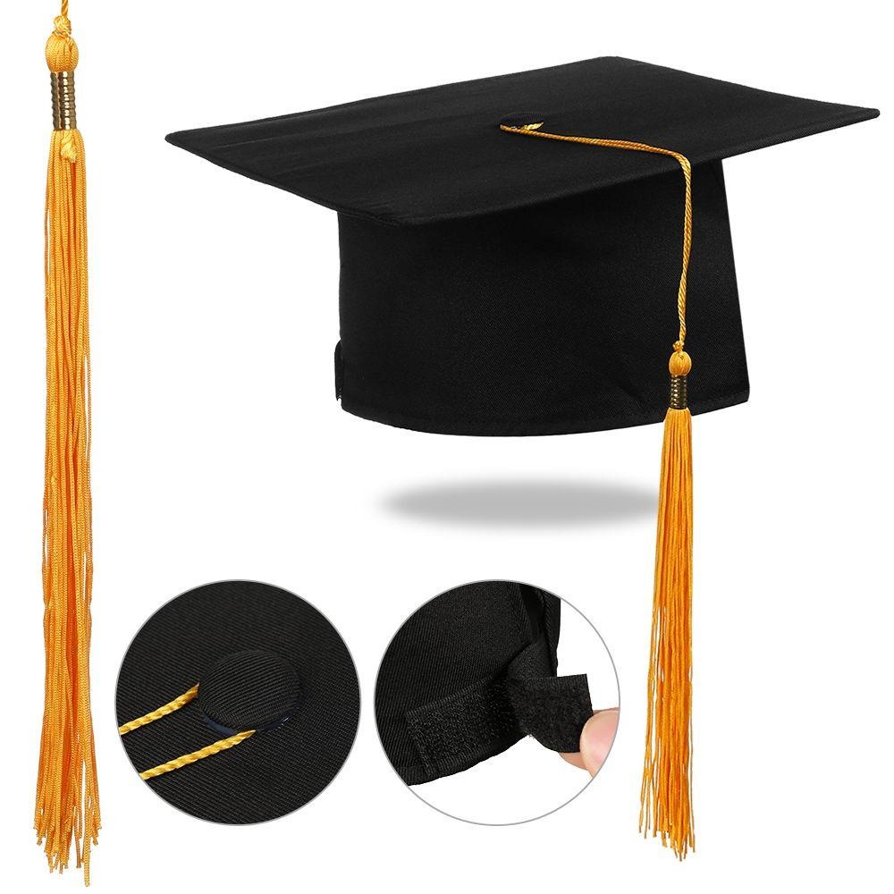 Black Toga Cap Graduation Cap With Tassel Adjustable Mortar Board For ...