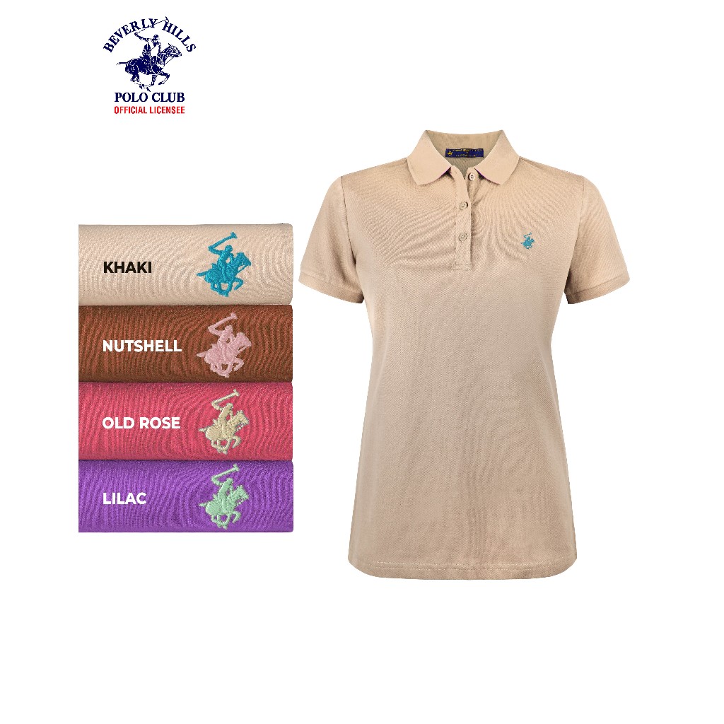 Beverly Hills Polo Club Women's Cotton Polo Shirt in Khaki, Nutshell ...