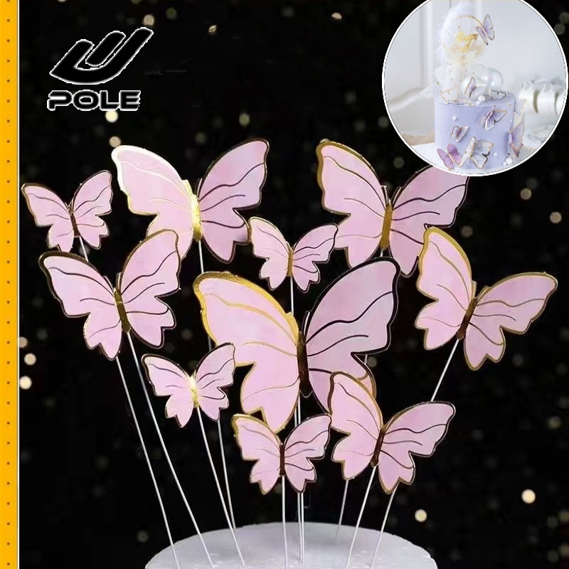 10pcs/Set Butterfly Paper Bouquet Birthday Cake Card Decoration ...