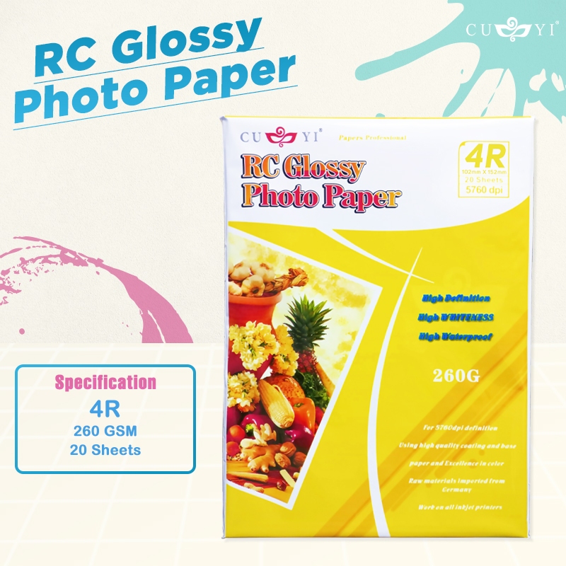 4R CUYI RC Glossy Photo Paper 260gsm Resin Coated Inkjet Paper ...