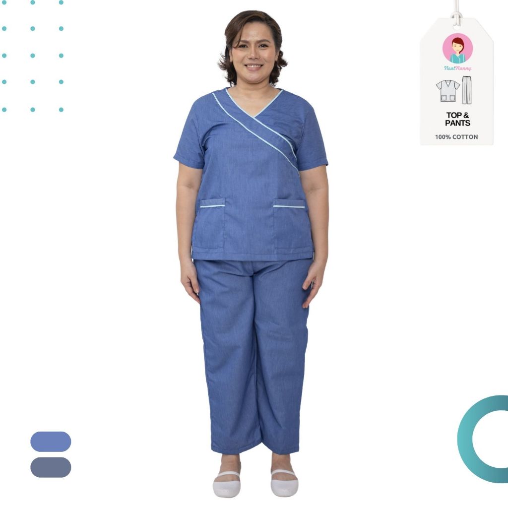 NN Premium Scrub Suit- Fran Suit in Lava Grey/Light Grey Cotton for ...