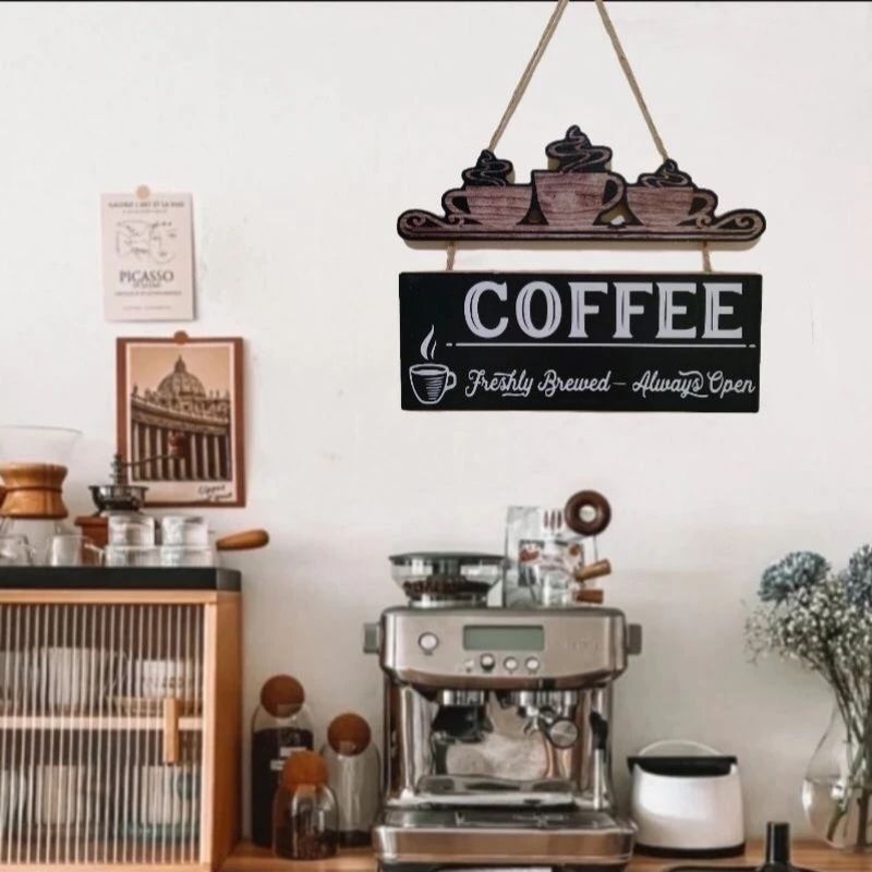 Coffee Sign Wooden Wall Decor Cafe Decoration Coffee Shop Decorations ...