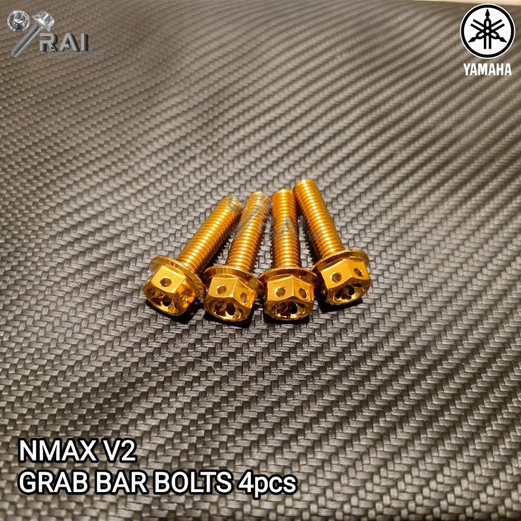 NMAX V1/V2 GOLD BOLTS SET - FLOWER/MUSHROOM Stainless Steel - Sold Per ...