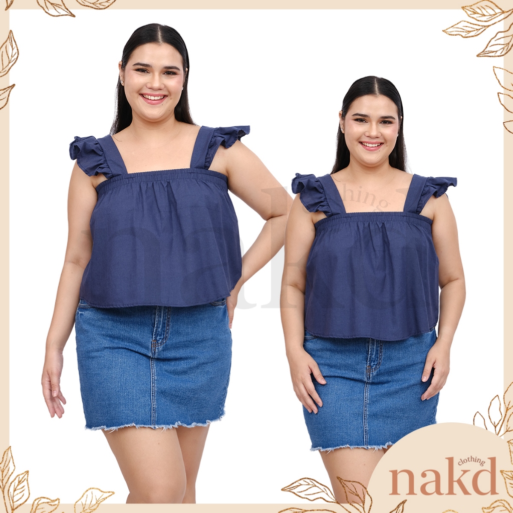NAKD FASHION PLUS SIZE ABBY RUFFLE SLEEVES SEXY SUMMER COTTON LINEN ...