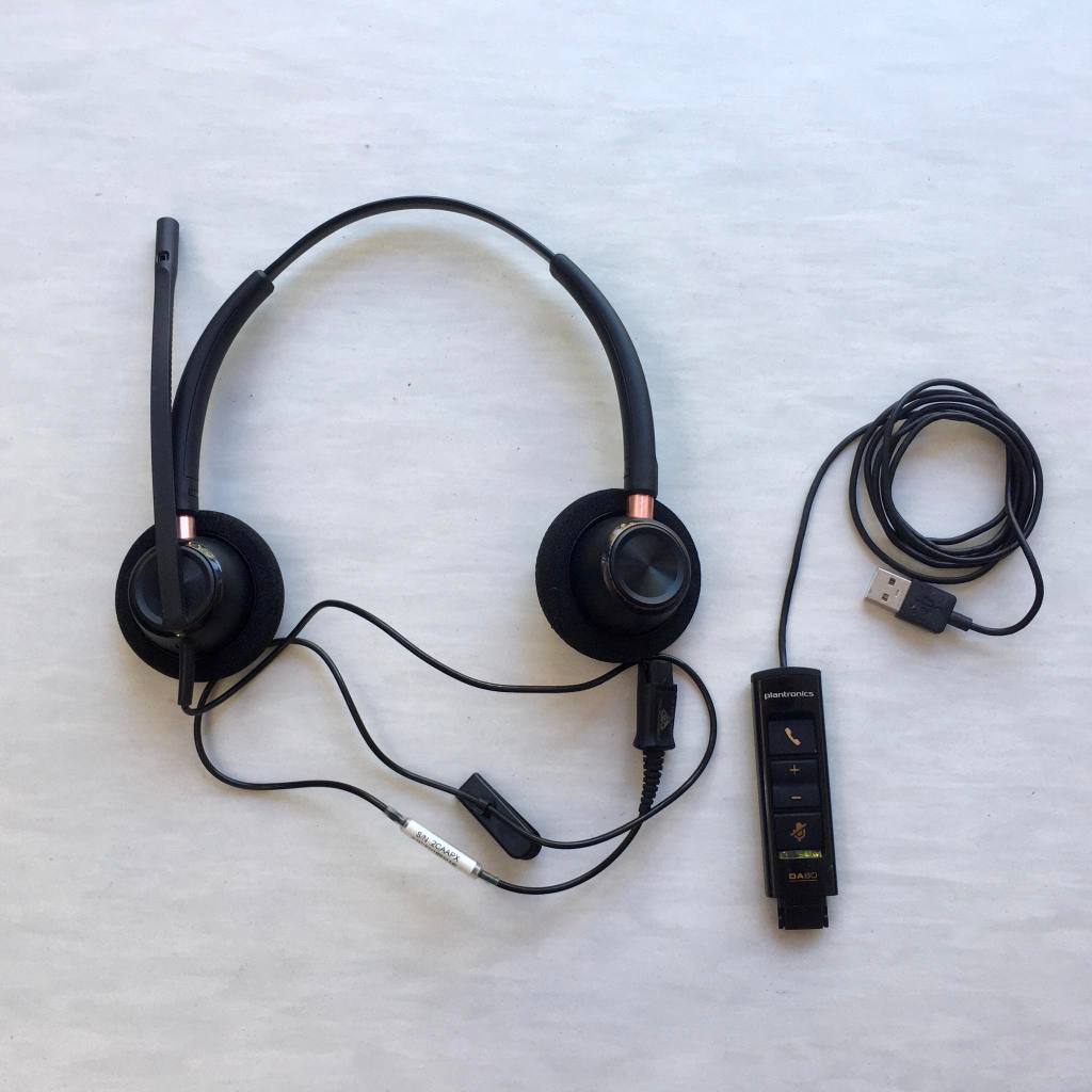 Plantronics Encorepro HW520 + Plantronics DA80 Adapter USB headset ...