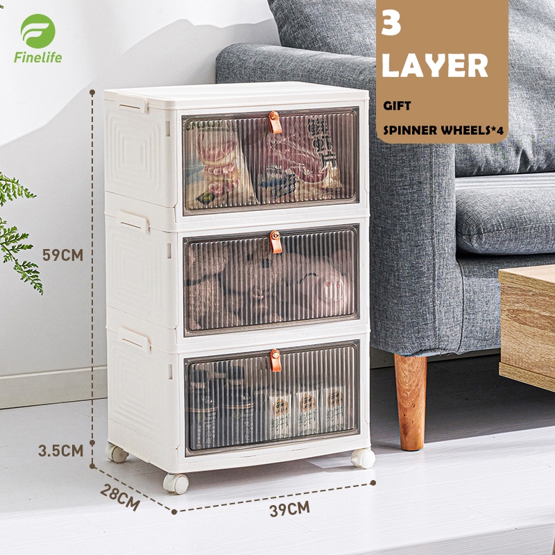 Finelife 3 Layer Foldable Cabinet Storage Cabinet Clothes Storage ...