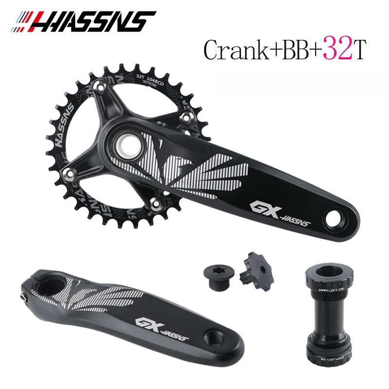 HASSNS Crankset 1by Hallowtech crankset mtb 104BCD 32-42T Chainring ...
