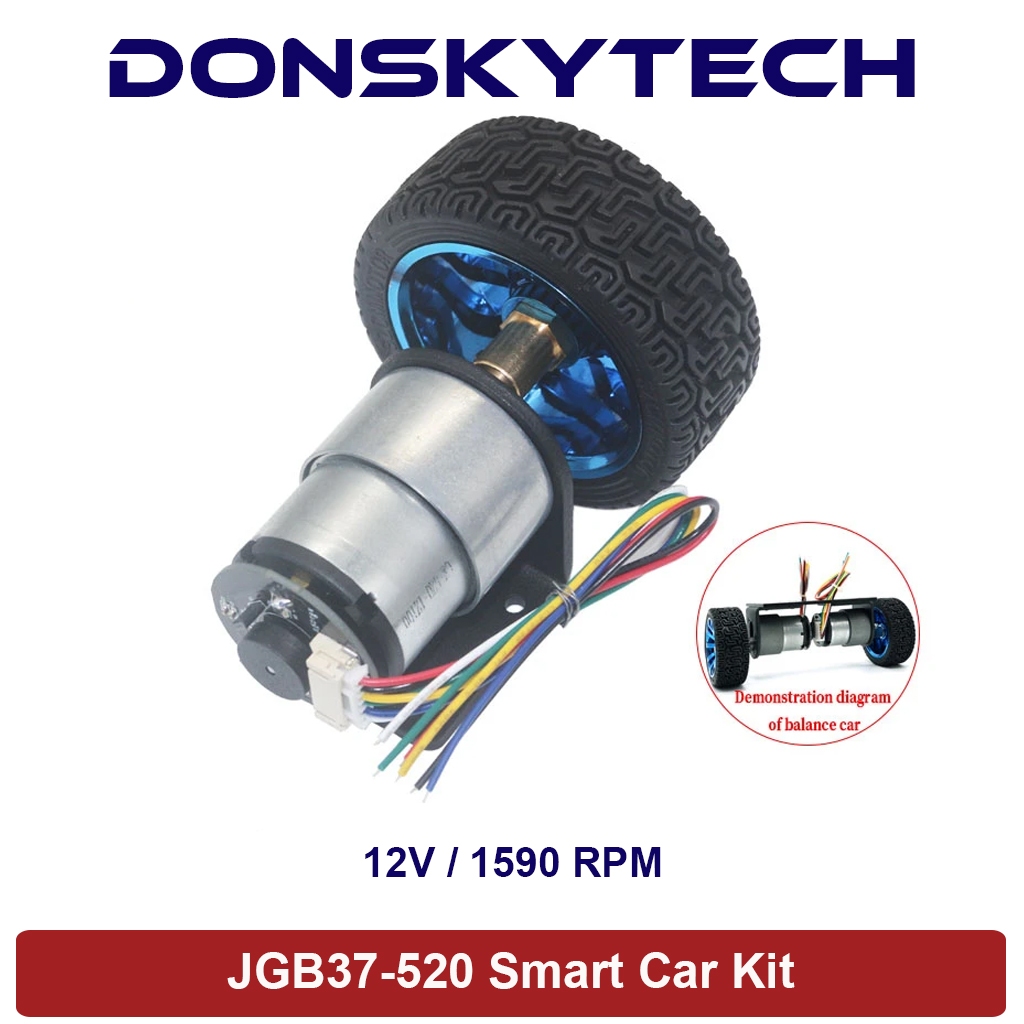 JGB37-520 Motor Smart Car Kit Wheel Gear Motor Coupling Bracket Encoder ...