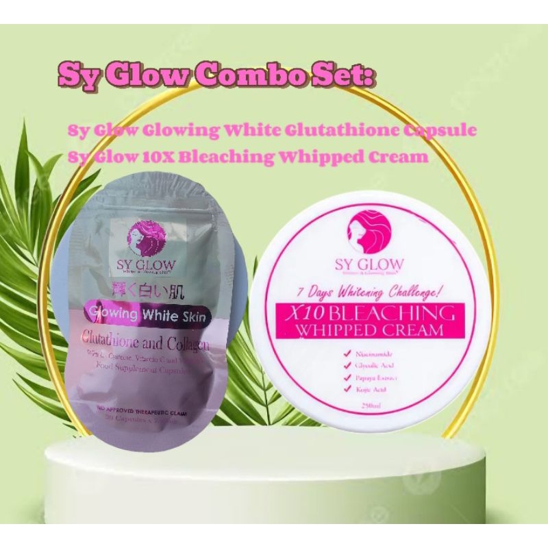 Combo Set SY Glow Glutathione Capsule and Sy Glow 10X Bleaching Whipped ...