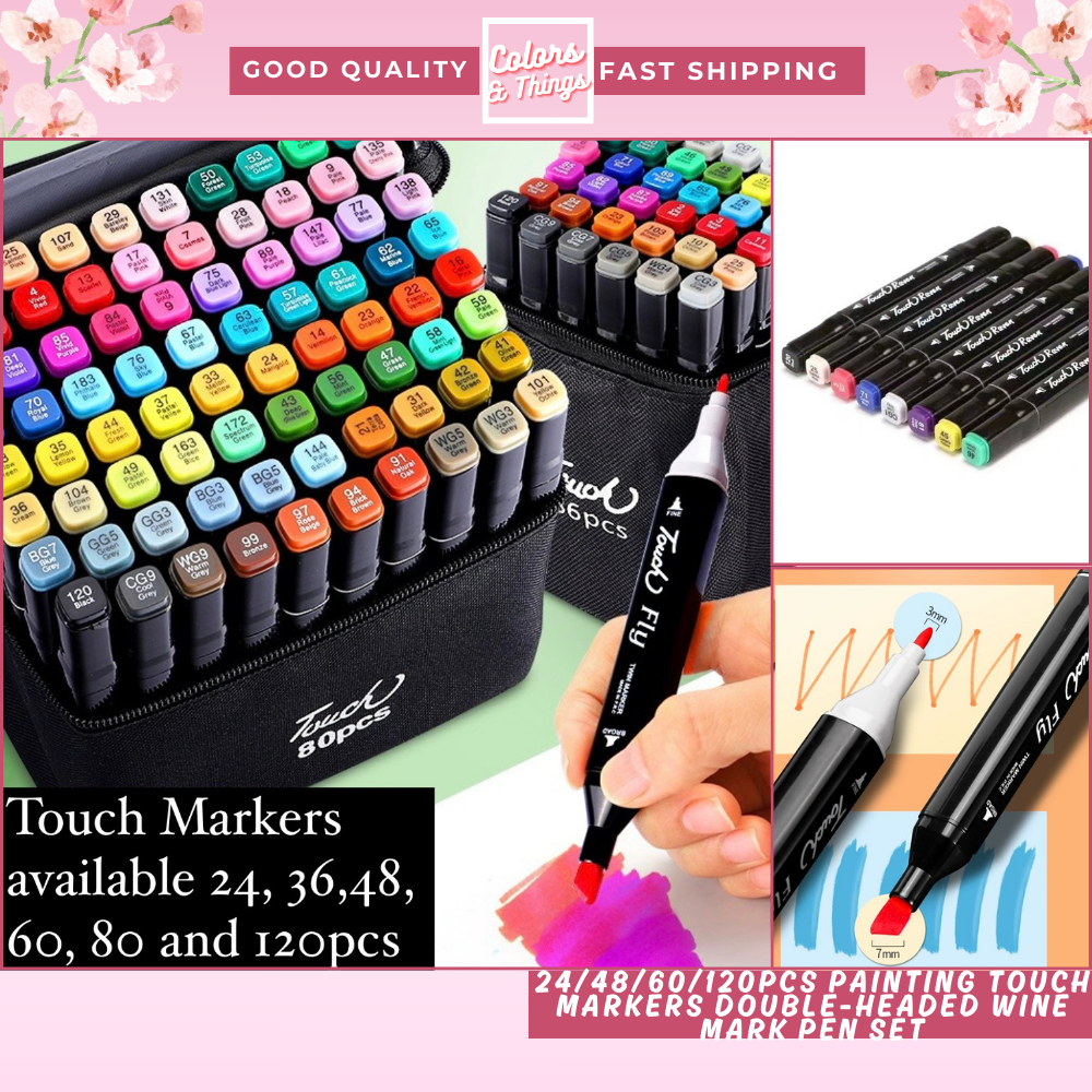 Colorsandthings 24/48/60/120pcs Painting Touch Markers Double-headed ...