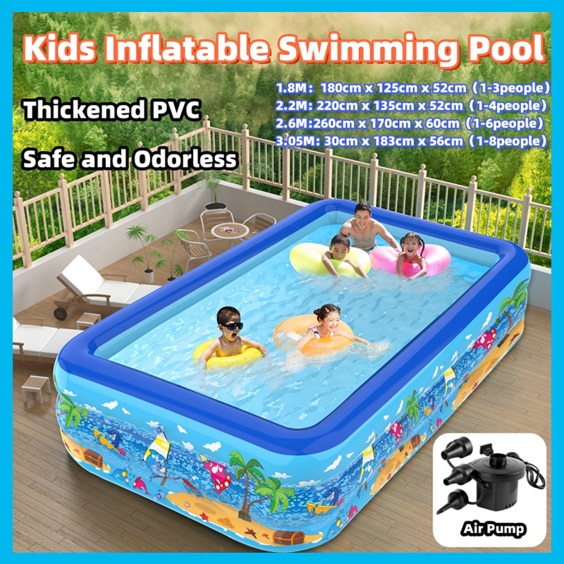 Inflatable Swimming Pool Portable Kids Swimming Pool with Air Pump ...
