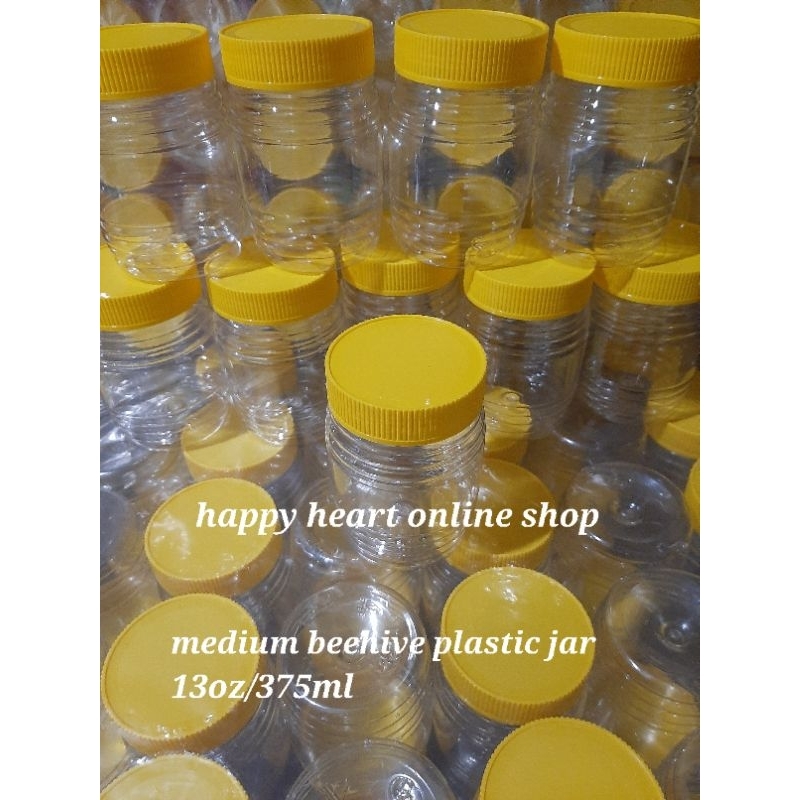 10 pcs MEDIUM BEEHIVE plastic jar/13oz/375ml/with free shrinkable ...