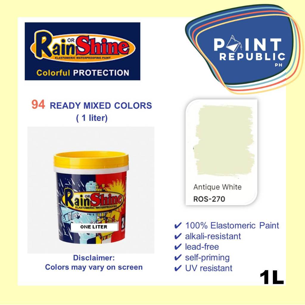 Rain or Shine Elastomeric Paint Ready Mixed Colors - 1L (1 liter/quart ...