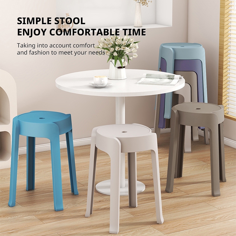 Nordic style stackable plastic stools thickened dining table restaurant ...