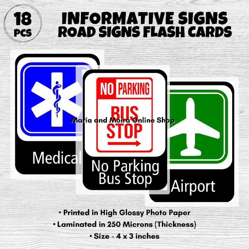 18 PCS • Laminated INFORMATIVE SIGNS, Traffic Signs, Road Signs ...