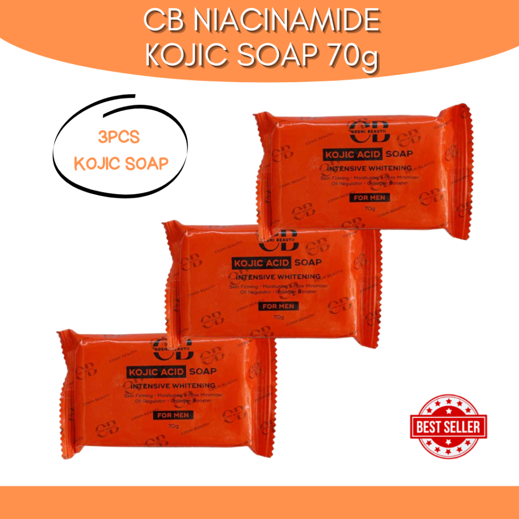 3pcs CB NIACINAMIDE KOJIC SOAP WHITENING SOAP FOR MEN 70g | Shopee ...