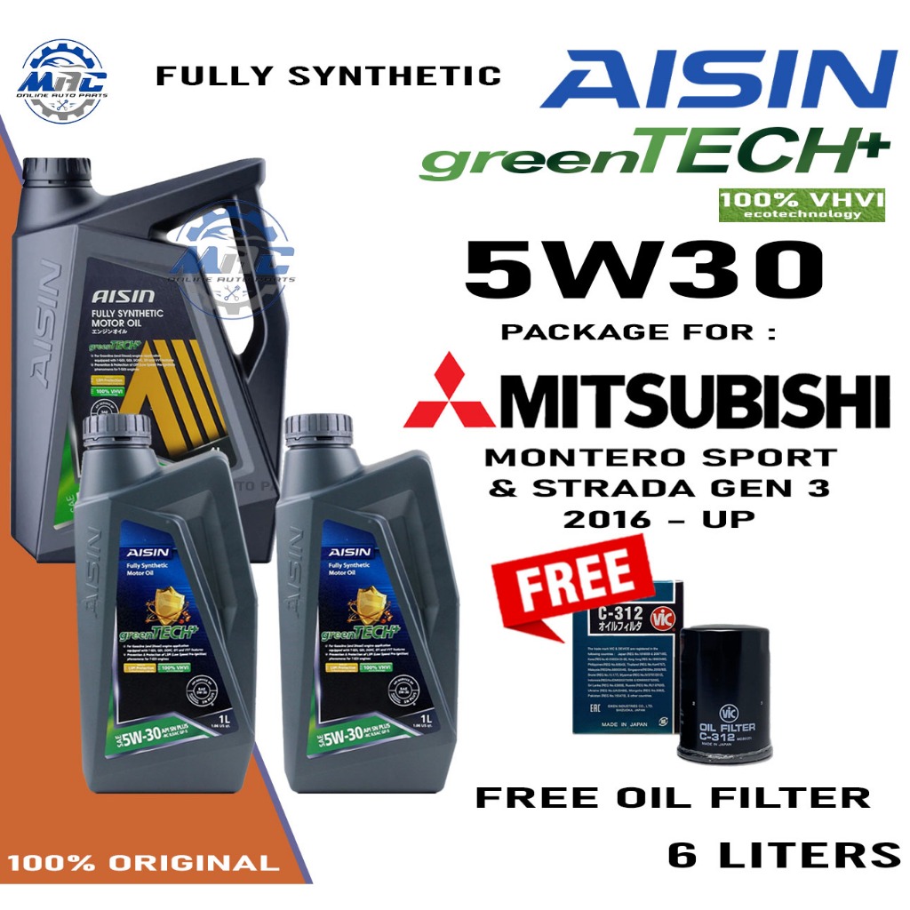 AISIN Fully Synthetic 5W30 6 LITERS ENGINE OIL PACKAGE FOR MITSUBISHI ...