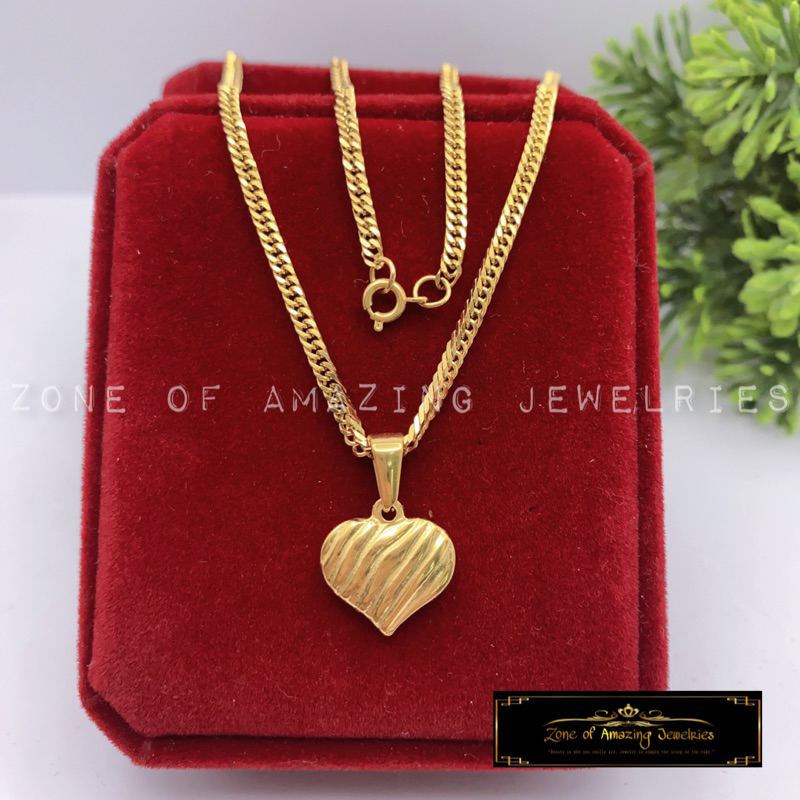zoaj.ph Line Solid Heart Necklace with Japan Chain Round Lock | Shopee ...