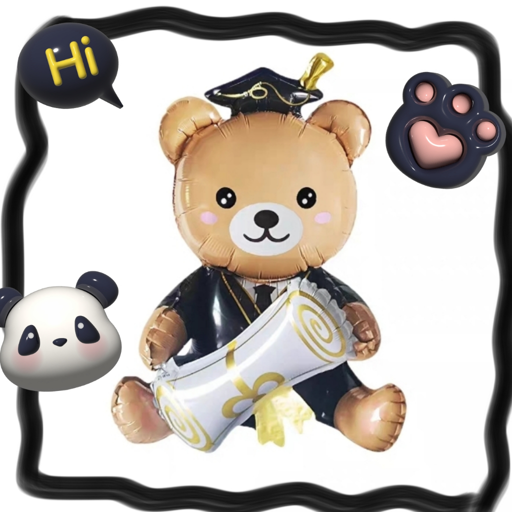 38 inches Graduation theme 4D Hug Diploma Brown Dr. Bear Grad party ...