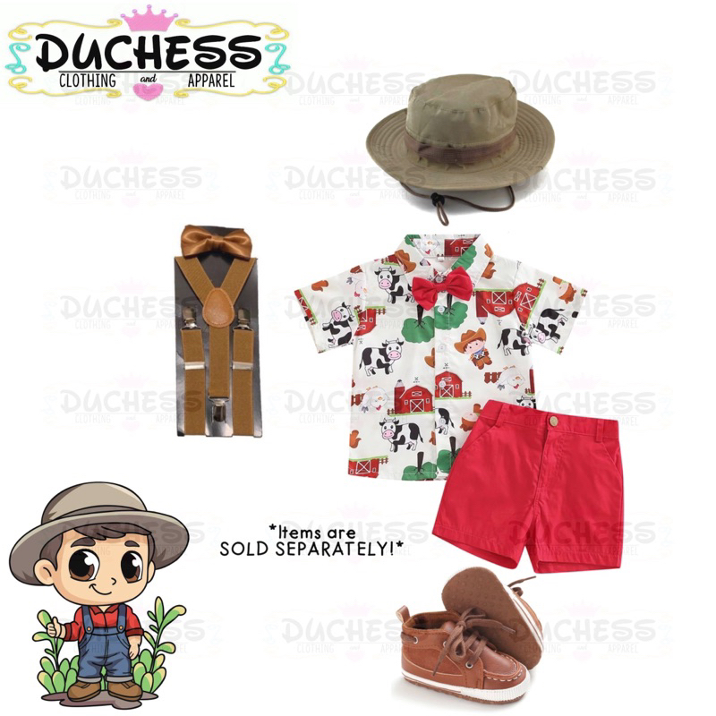 BARNYARD FARM Little Cowboy Farmer Baby Boy Costume Kids Shorts Polo ...