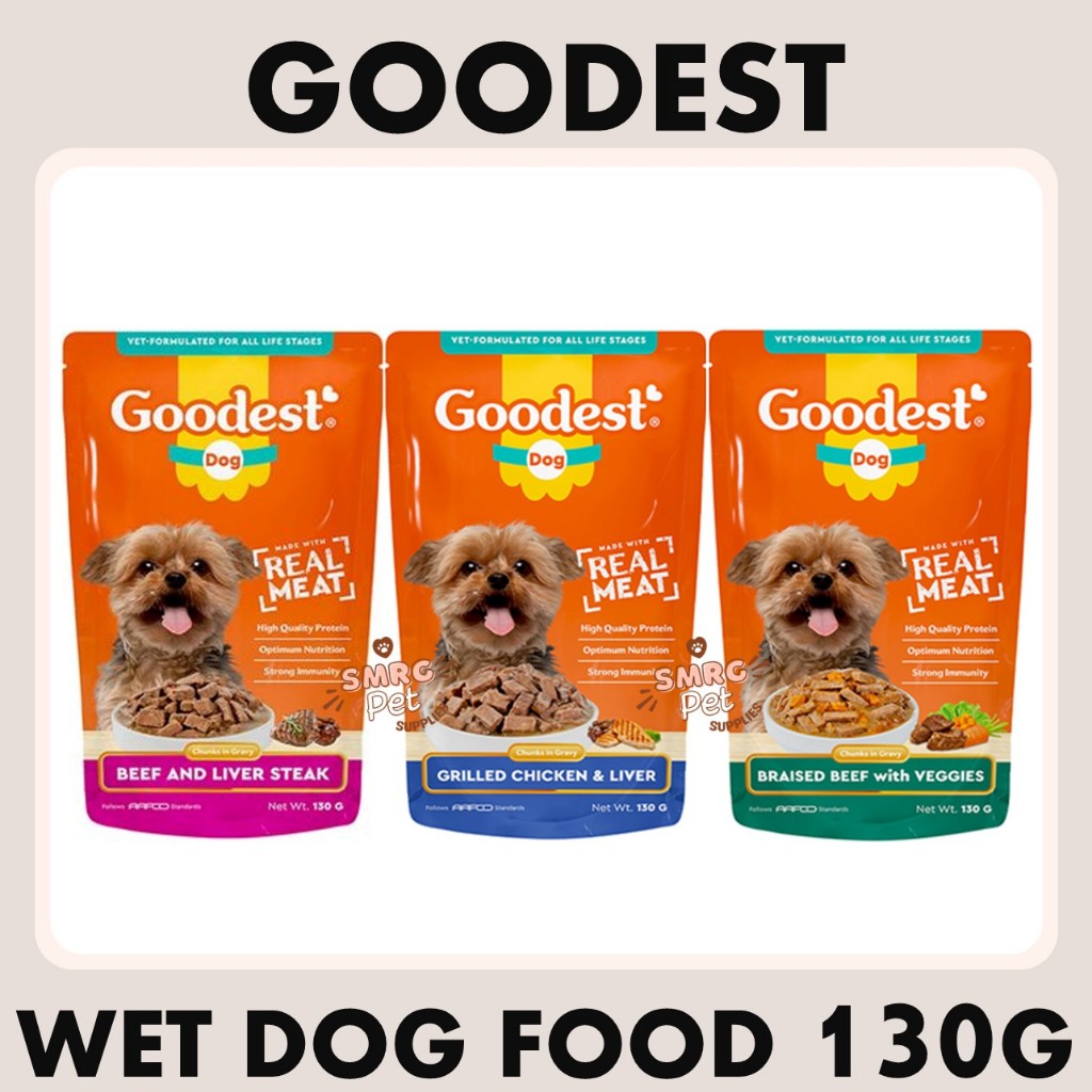 Goodest Wet Dog Food Pouch 130g Beef & Liver Steak, Grilled Chicken ...