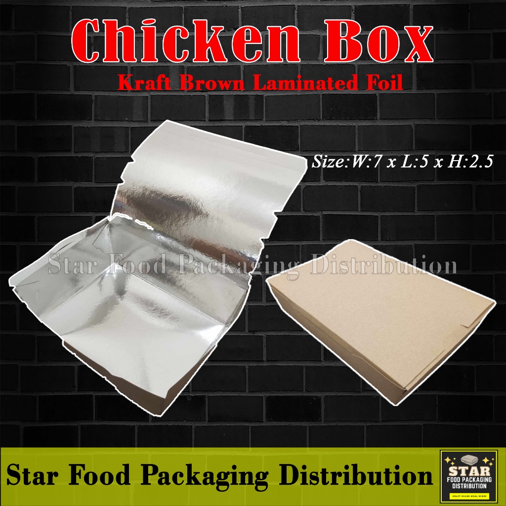 50pcs per pack Chicken Box Kraft Brown and Silver | Shopee Philippines