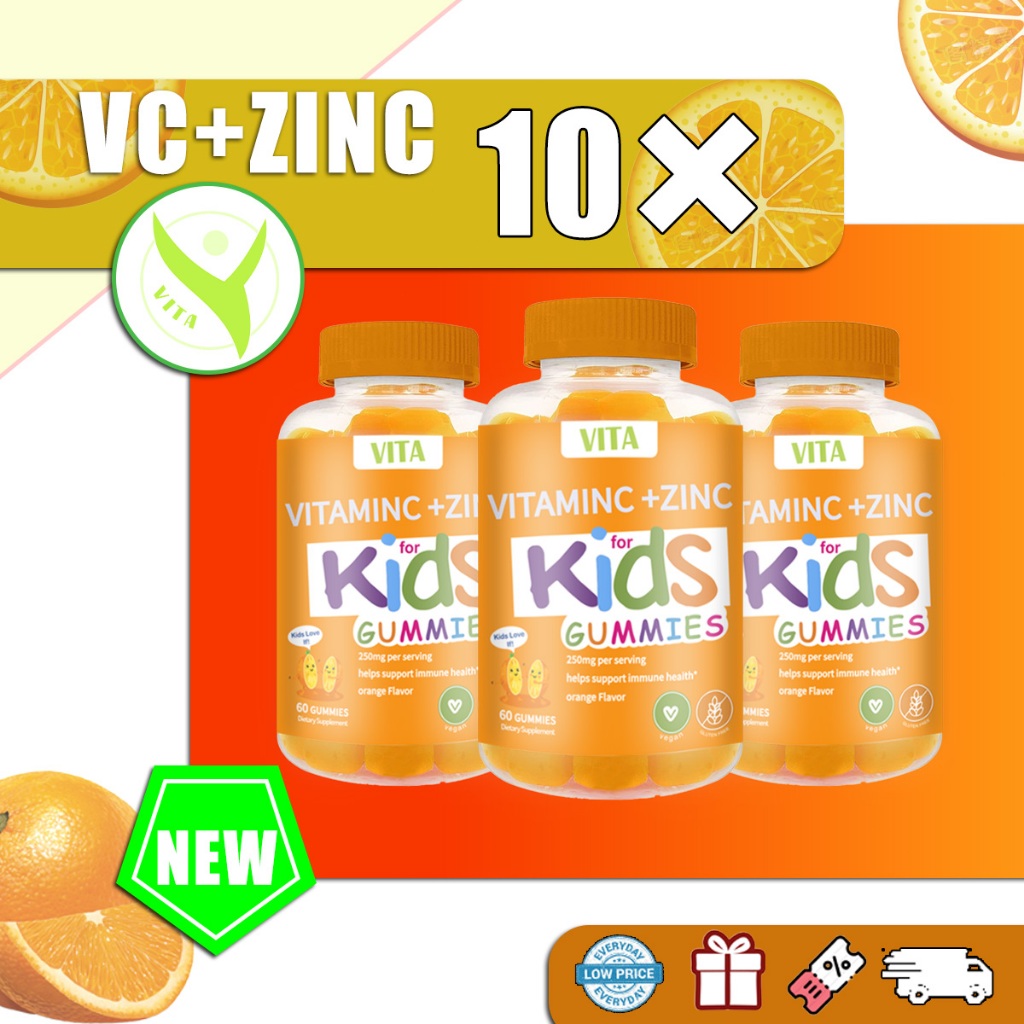 VITA Kids Vitamin C&ZINC Vegan Gummies 250 MG Support Immune Defenses ...
