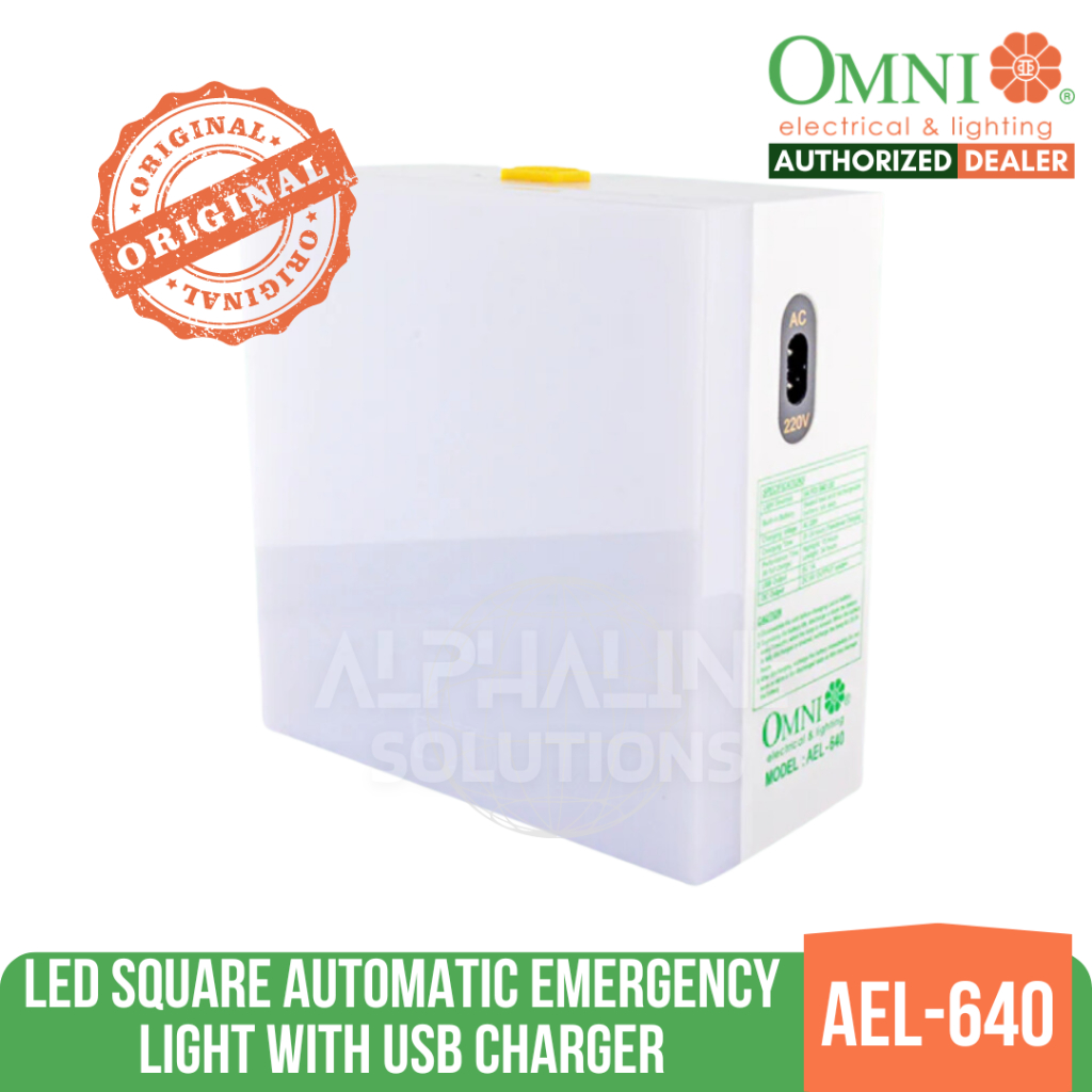 Omni AEL-640 LED Square Automatic Emergency Light with USB Charger | Shopee Philippines