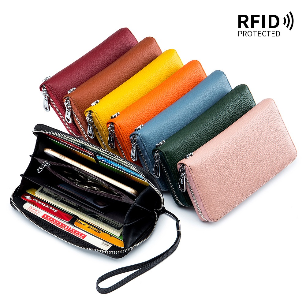 Molly Jelly RFID Protected Leather Long Wallet Card Holder Phone Wallet ...