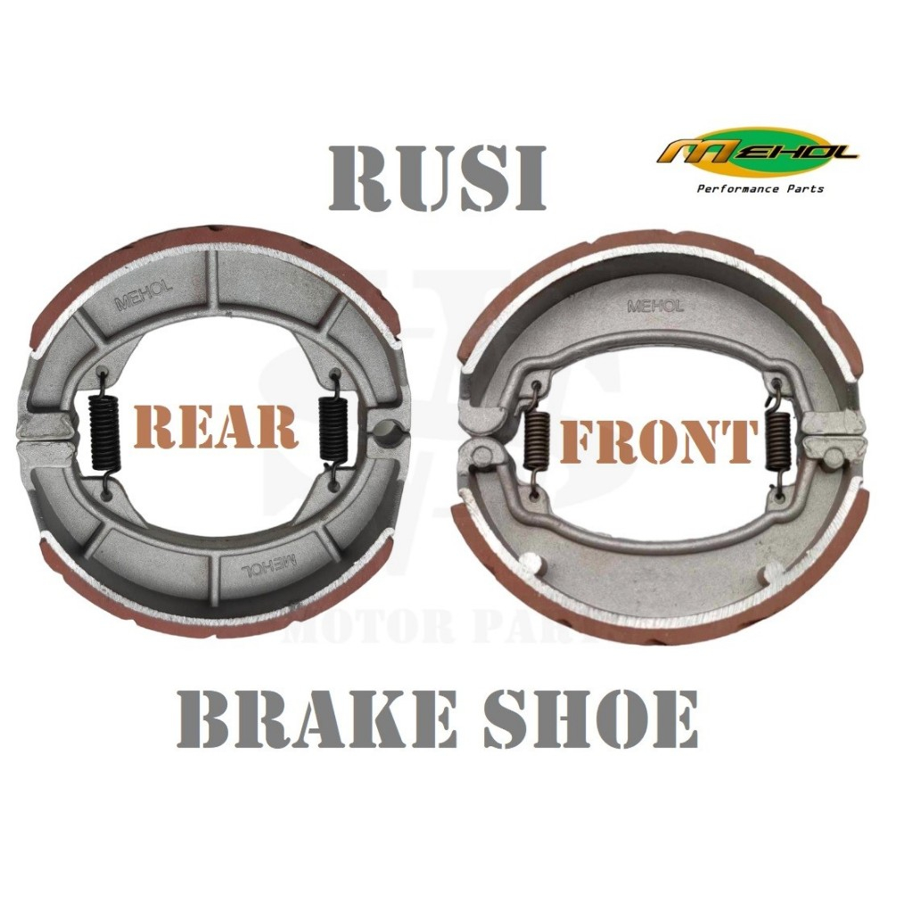 RUSI/TC MACHO125/150/175 FRONT AND REAR BRAKE SHOE MEHOL (rubberized ...