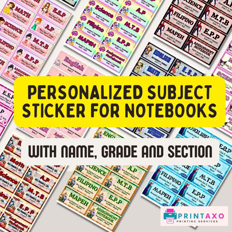 PERSONALIZED SUBJECT STICKER LABEL FOR NOTEBOOK AND BOOK WITH NAME ...
