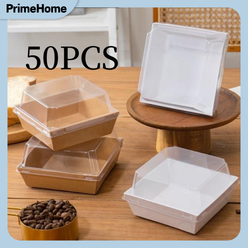 50PCS Sandwich Box Square Food Box for Cake Transparent Pastry Box ...