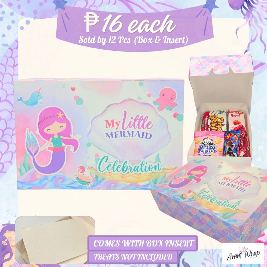 (12 PCS) BB5001 Mermaid Tail Gift Premium Loot Box Colorful Carton ...