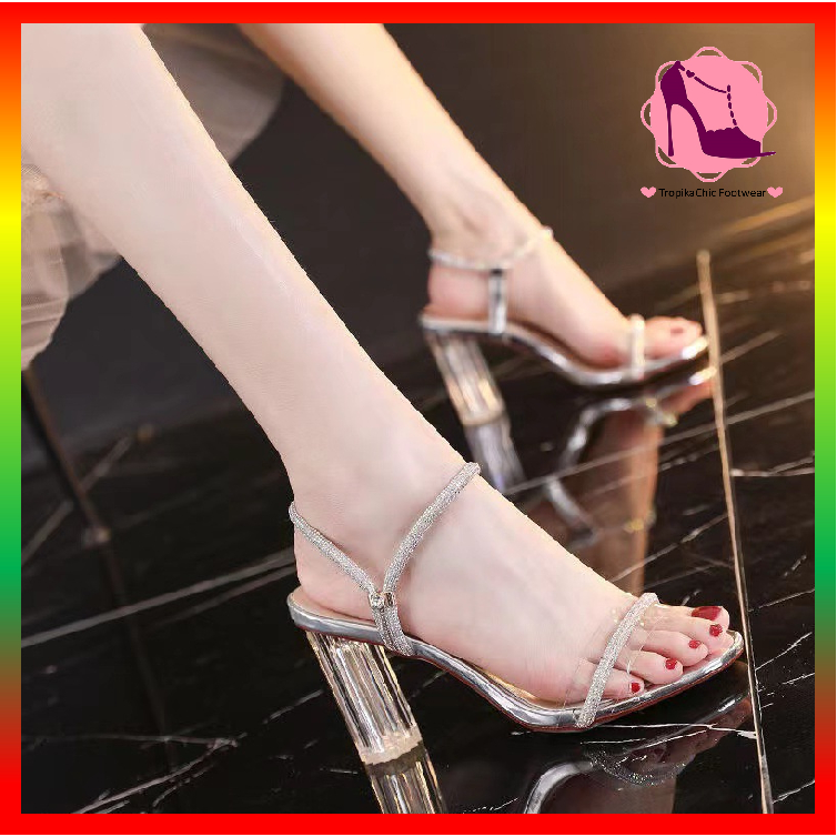 2 Inches（7cm）sandals for women heels transparent sandals Crystal heels ...